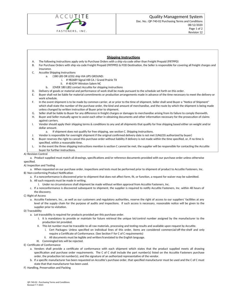 Company Resources | ACCUTITE FASTENERS, INC. • 1-800-488-7634